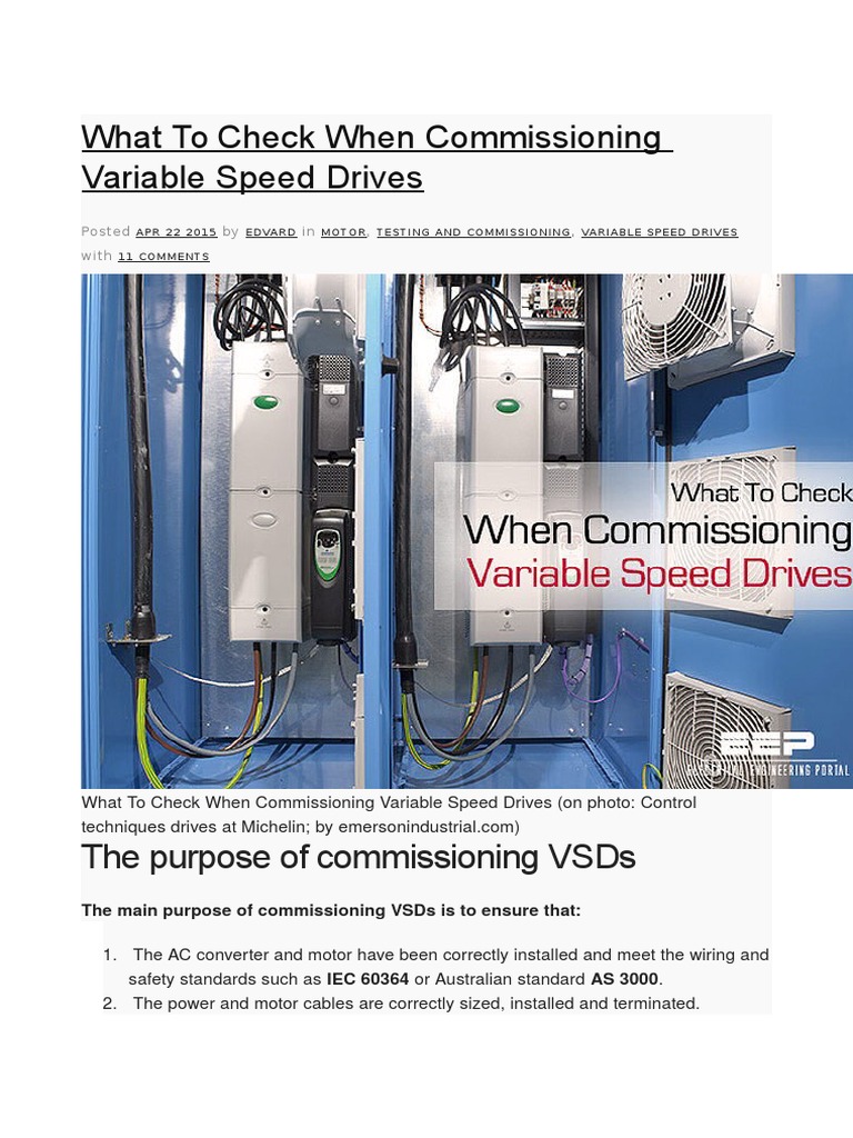 Commissioning Variable Speed Drives | PDF | Electric Motor | Transformer