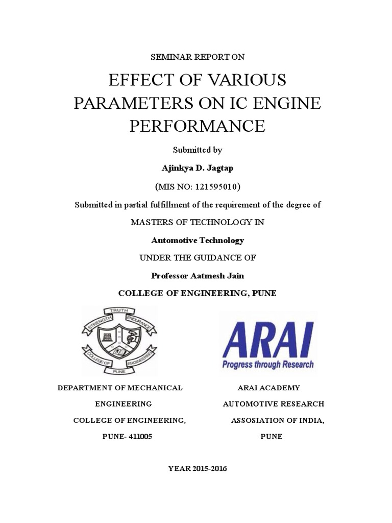 IC Engine Performance Parameters Analysis | PDF | Internal Combustion ...