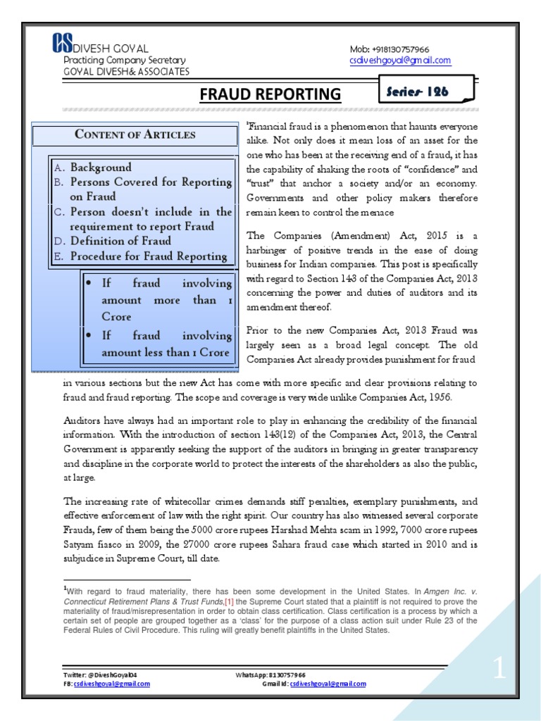 Fraud Reporting | PDF | Fraud | Legal Personality