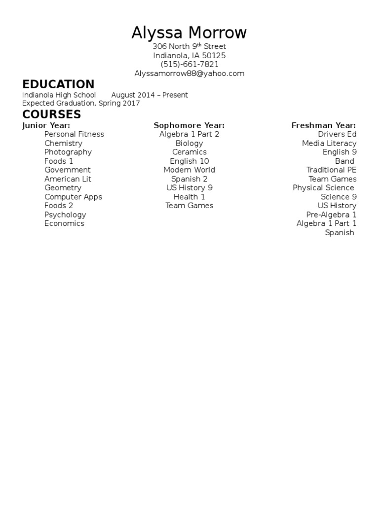 Alyssa Morrow Resume | PDF