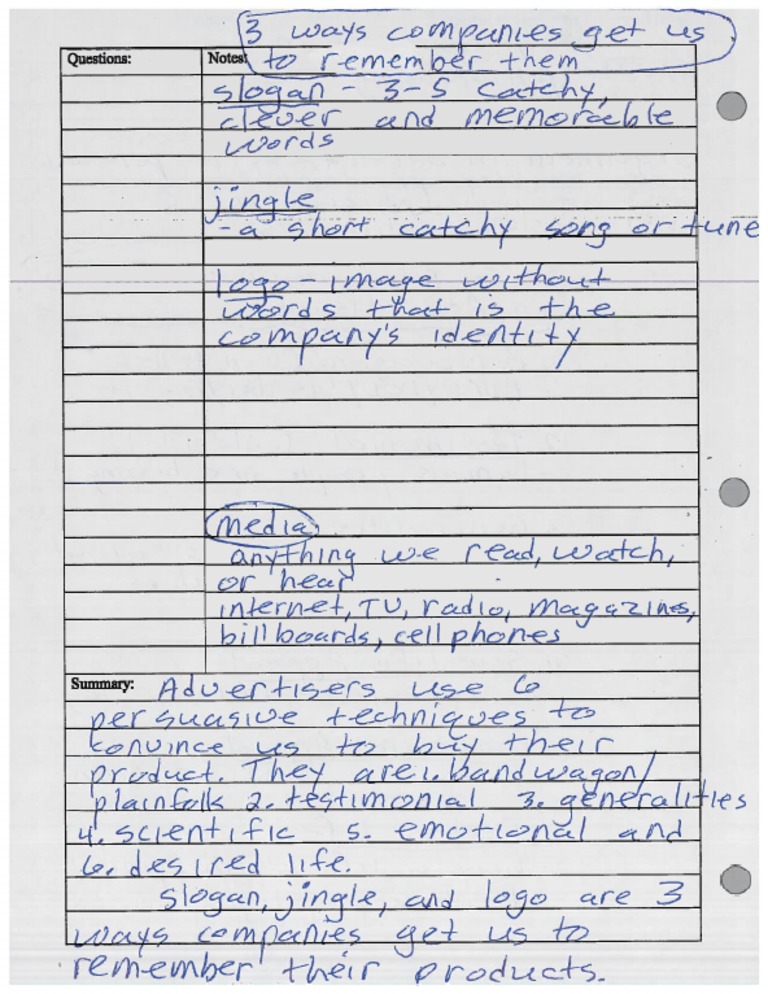 Cornell Notes-6 Persuasive Techniques | PDF