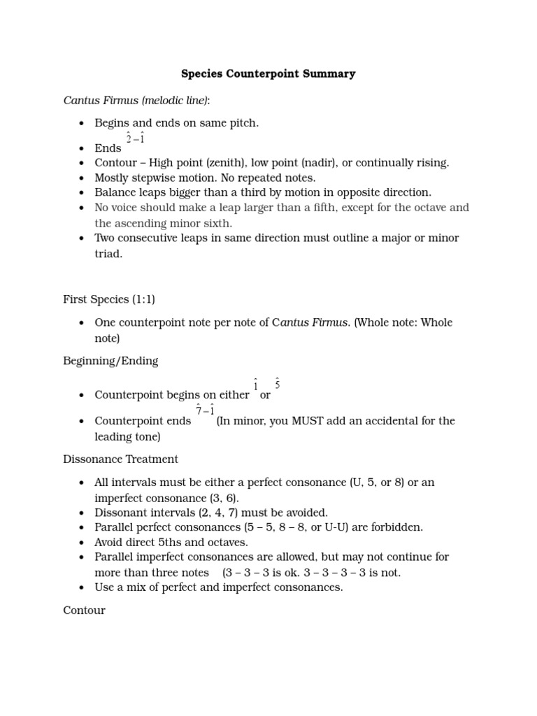 Overview of Counterpoint Species | PDF | Musical Techniques | Melody