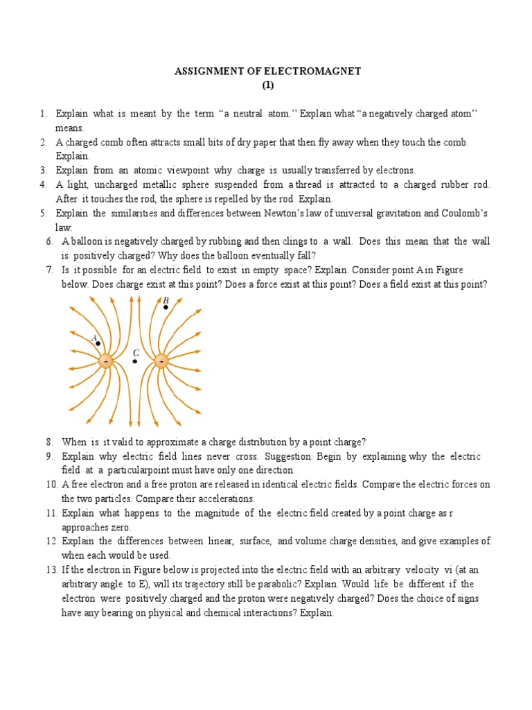 Assignment of Electromagnetics | PDF | Electric Charge | Electron