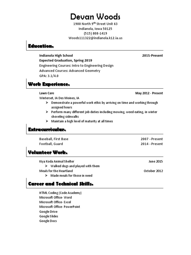 Devan Woods Resume | PDF