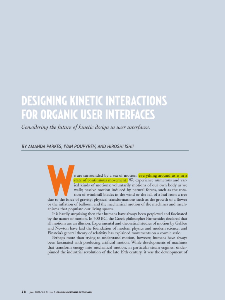 Designing Kinetic Interactions For Organic User Interfaces | PDF ...