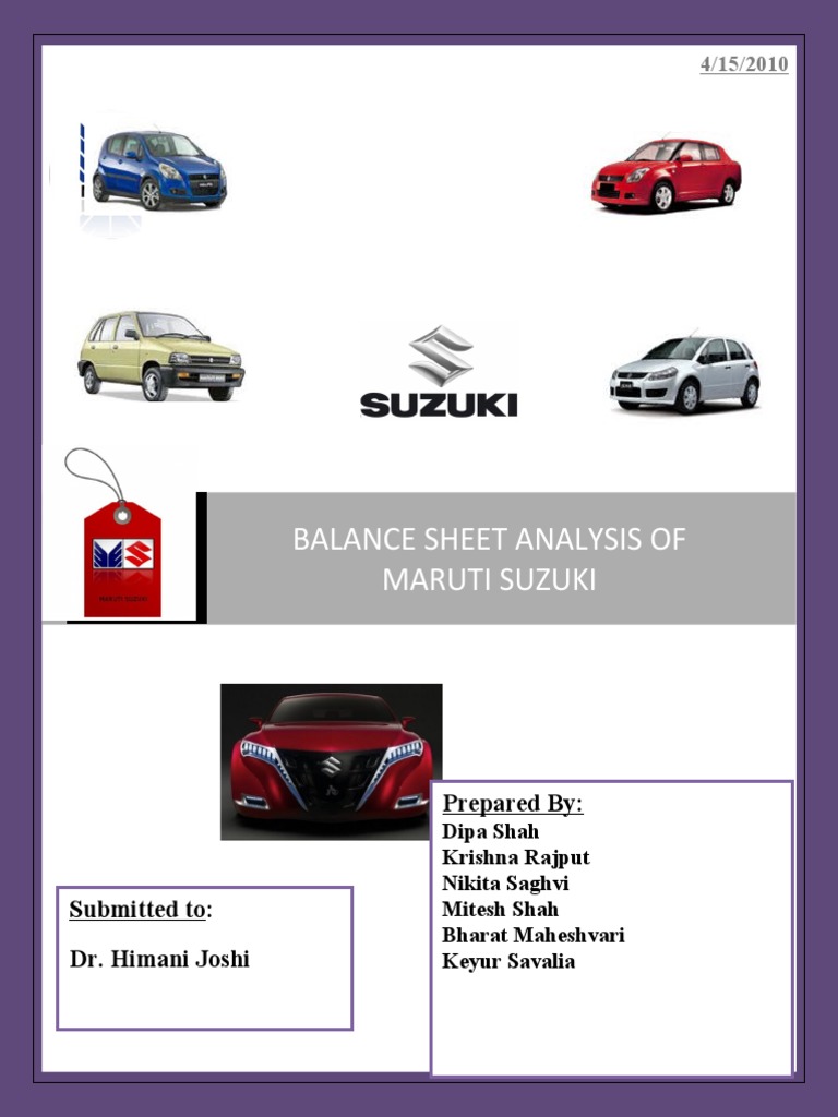 Balance Sheet Analysis of Maruti Suzuki | PDF | Dividend | Elementary ...