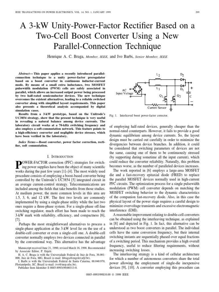 A 3-kW Unity-Power-Factor Rectifier Based PDF | PDF | Power Electronics | Inductor