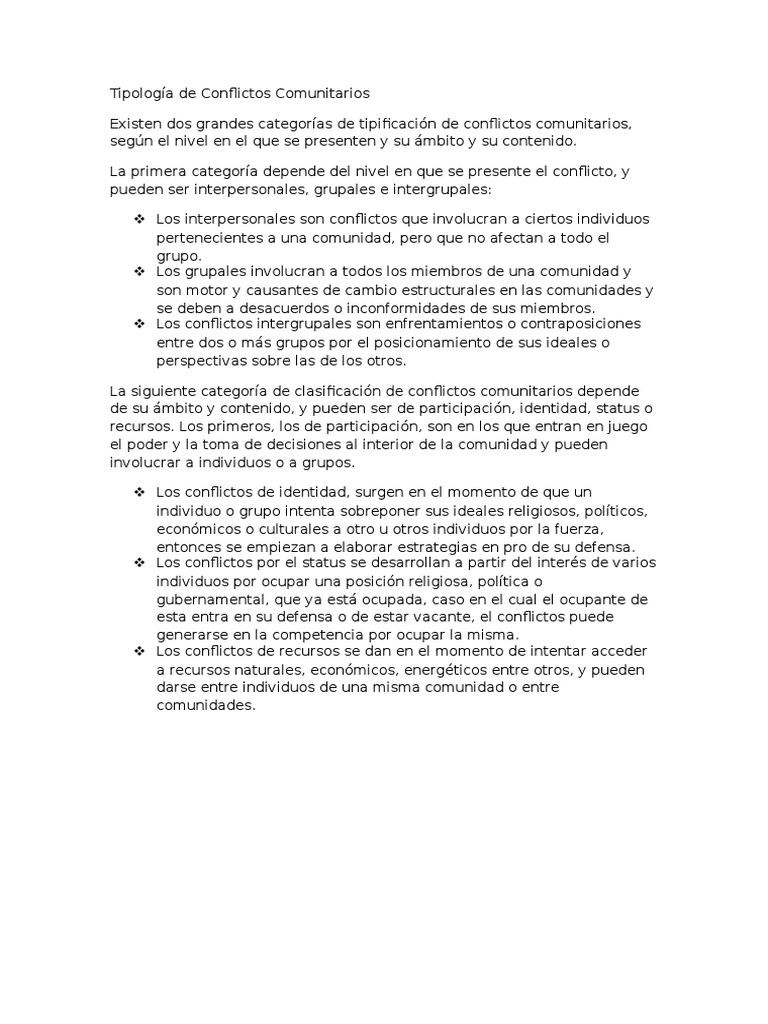 Tipología de Conflictos Comunitarios | PDF | Sicología | Science