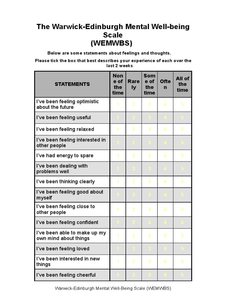 3052-Wemwbs Scale | PDF