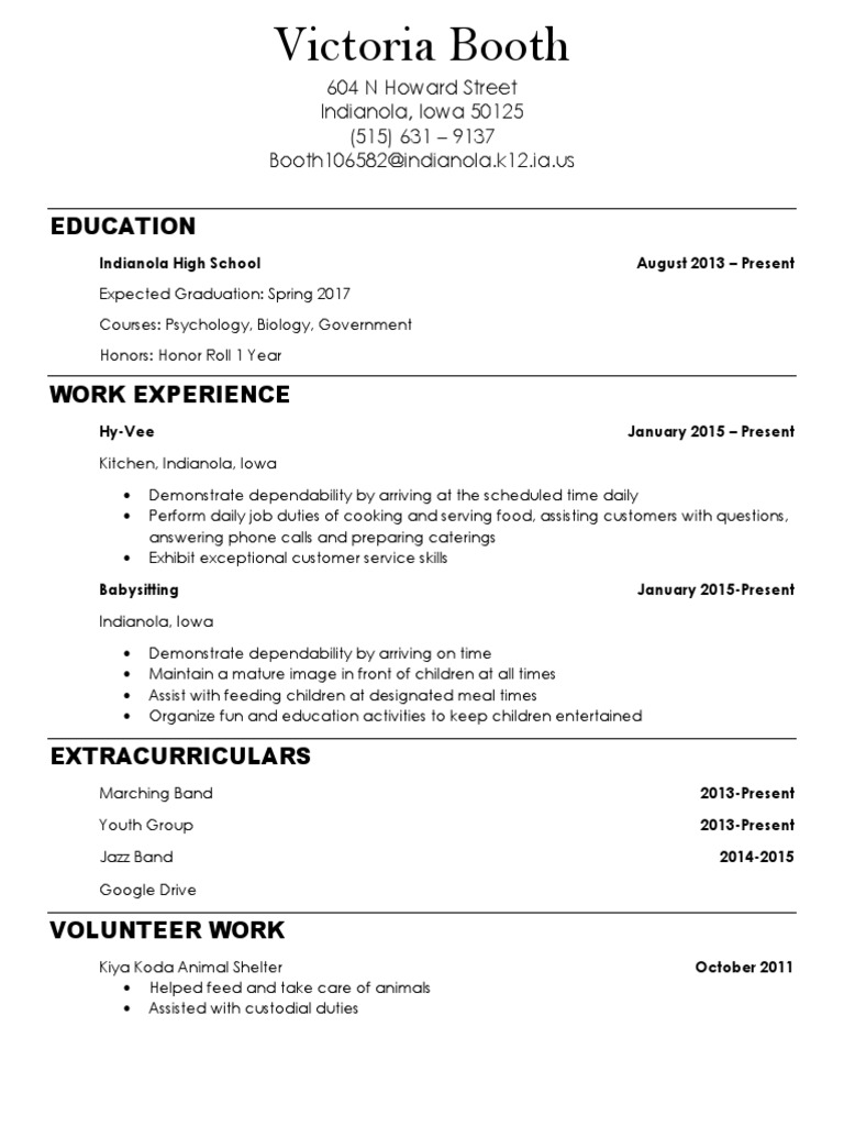 Victoria Booth's Resume Overview | PDF