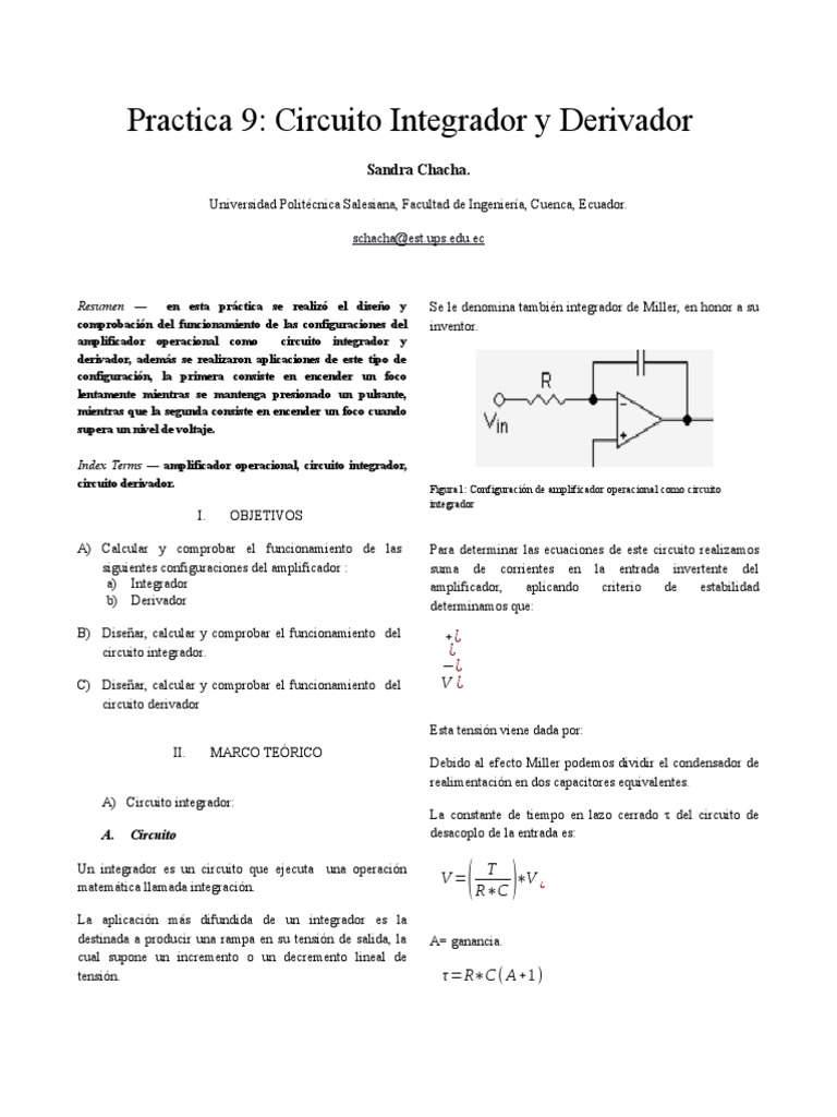 Circuito Integrador | PDF | Amplificador operacional | Condensador