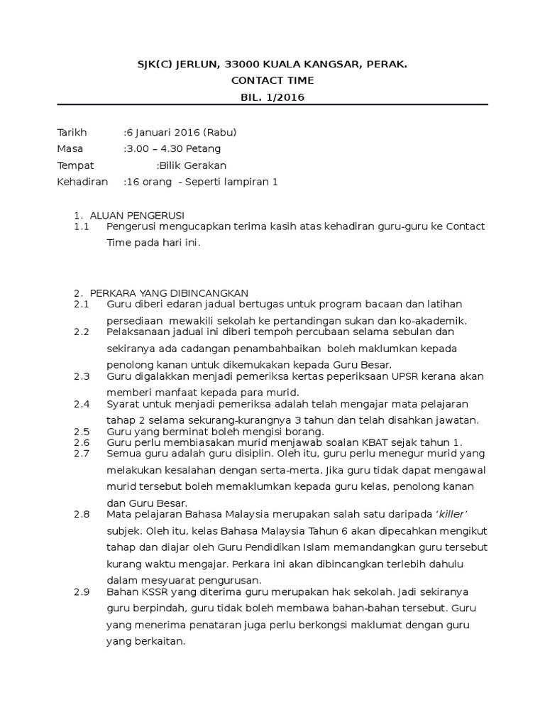 Contoh Penulisan Contact Time | PDF