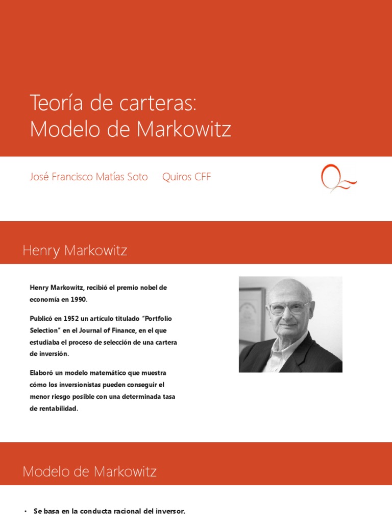 Teoría de Carteras Modelo de Markowitz | PDF
