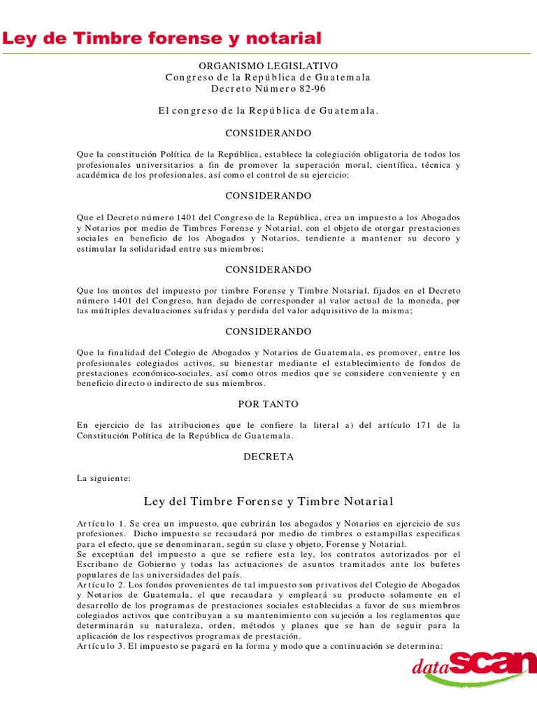 Ley de Timbres Forense y Notarial | PDF | Derecho