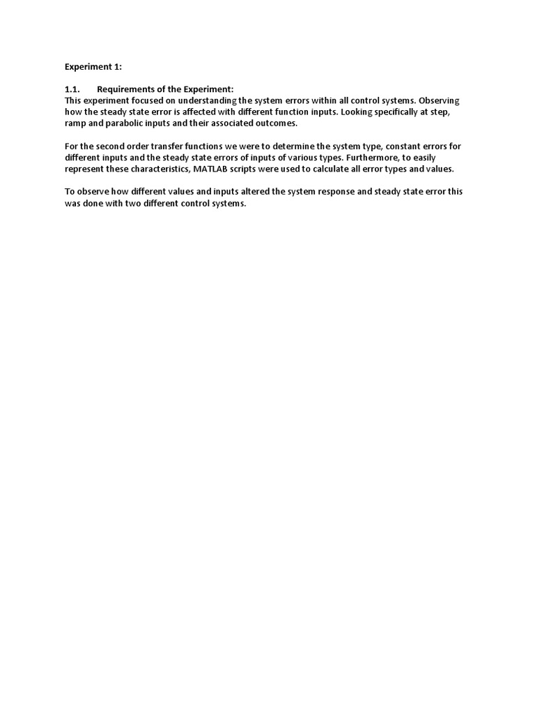 Lab 2 Report Control Systems | PDF | Control System | Steady State