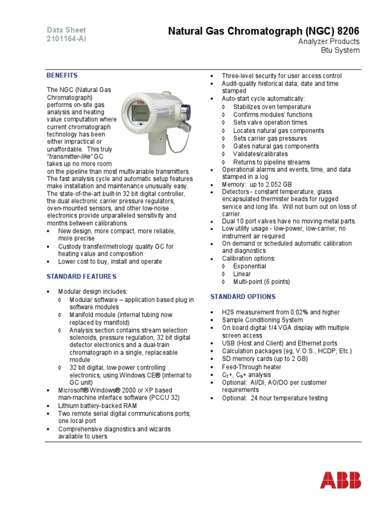 NGC 8206 Data Sheet | PDF | Gas Chromatography | Natural Gas