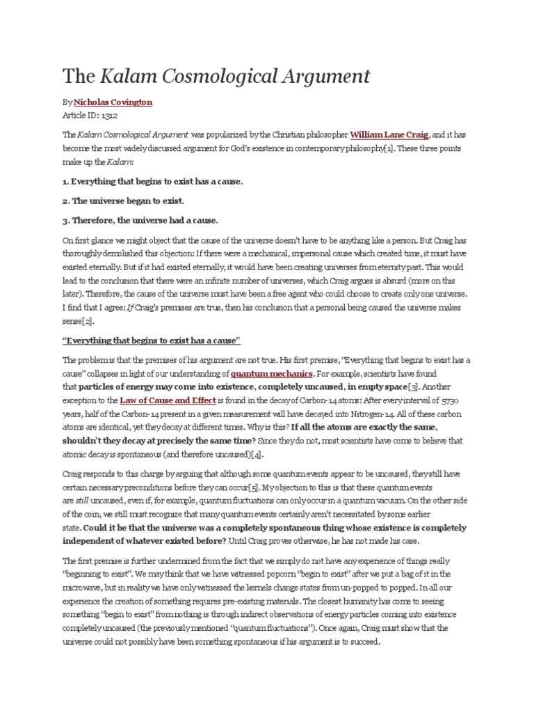 Kalam Cosmology | PDF | Universe | Causality