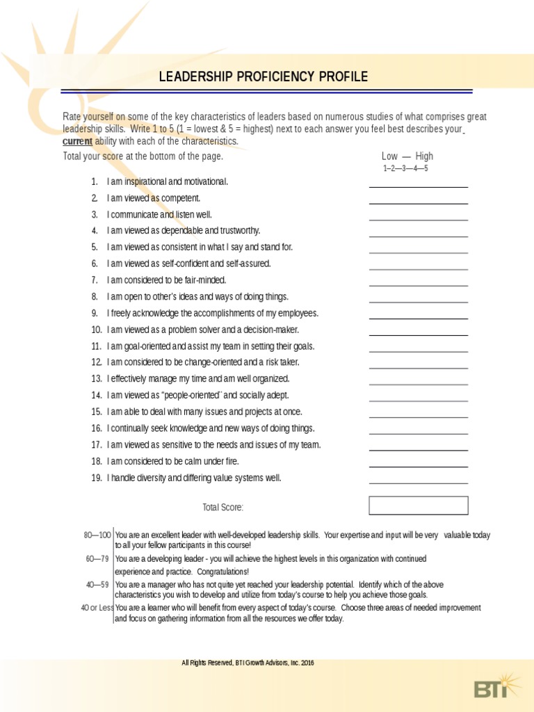 Leadership Proficiency Profile | PDF