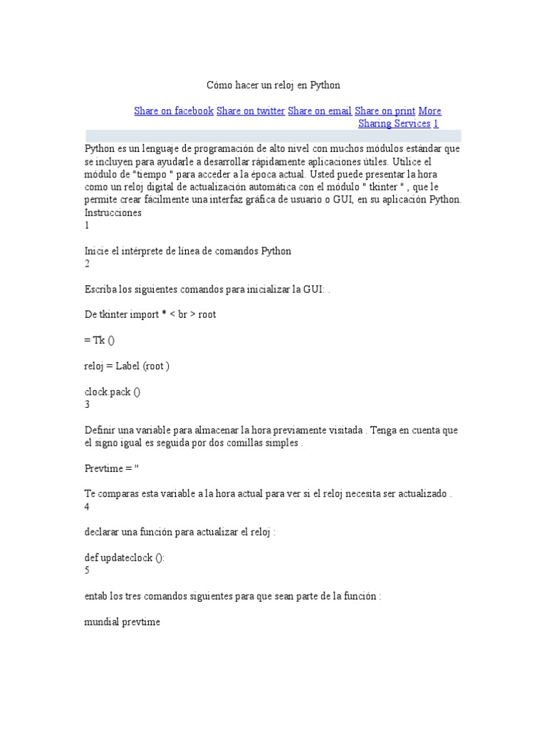 Crear un reloj digital en Python | PDF | Métodos y materiales de enseñanza | Tecnología