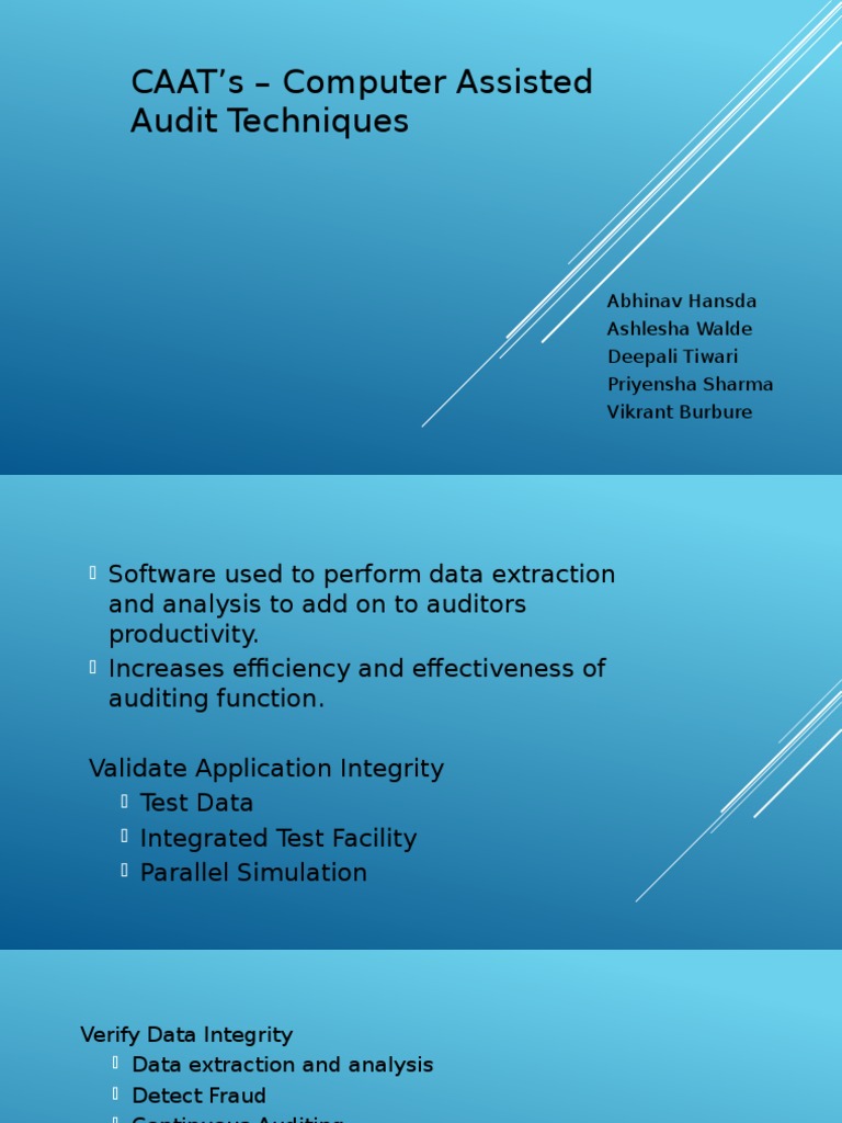 CAAT's - Computer Assisted Audit Techniques | PDF | Finance & Money Management