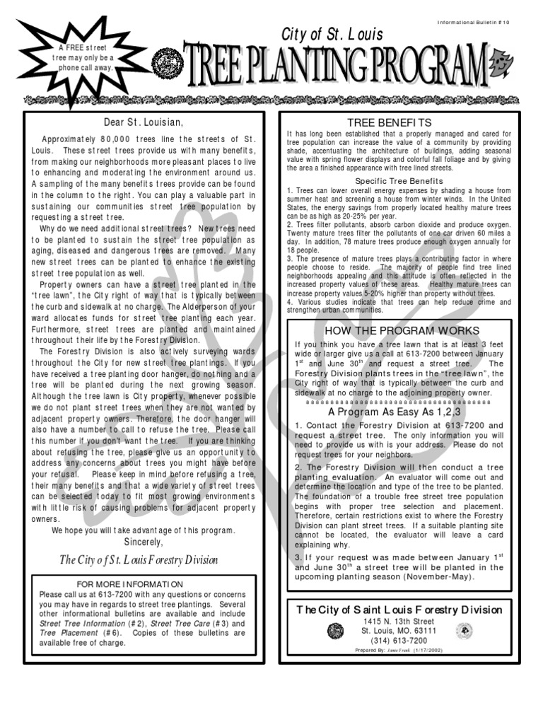 City of St. Louis Free Tree Program | PDF | Forestry | Trees