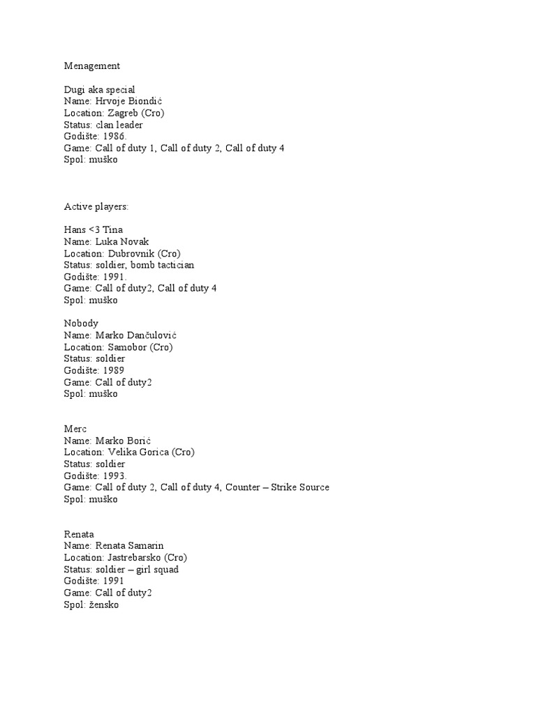 Elite Tigers Team | PDF | Sports & Recreation