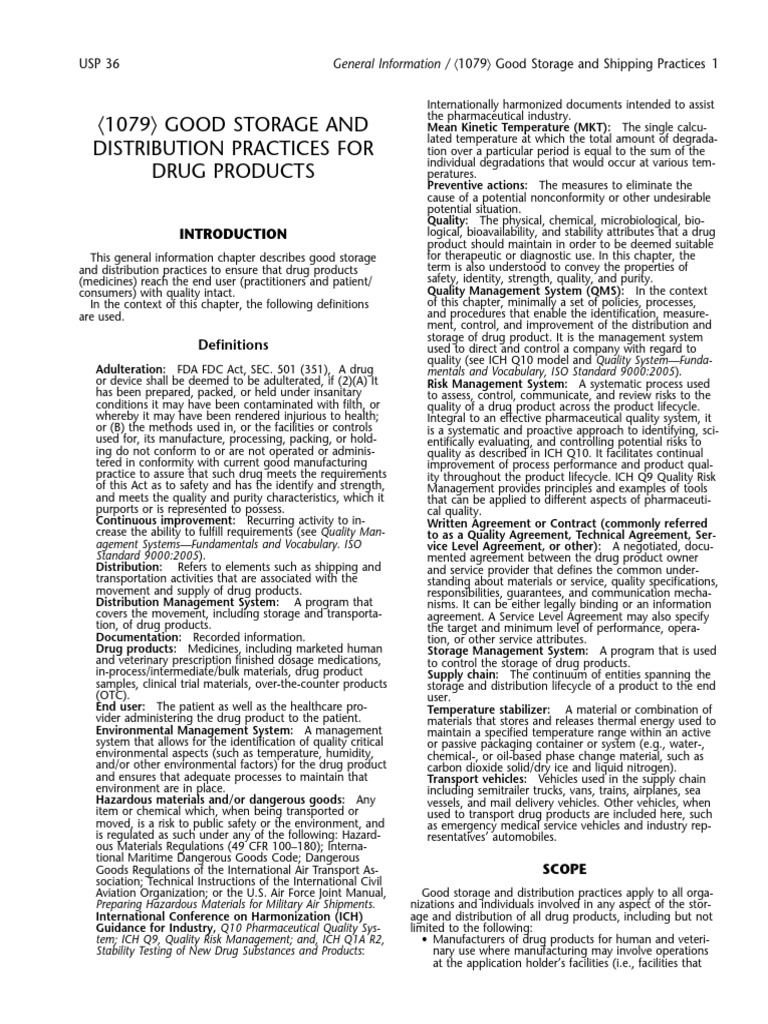 USP 1079: Drug Storage Guidelines | PDF | Packaging And Labeling ...