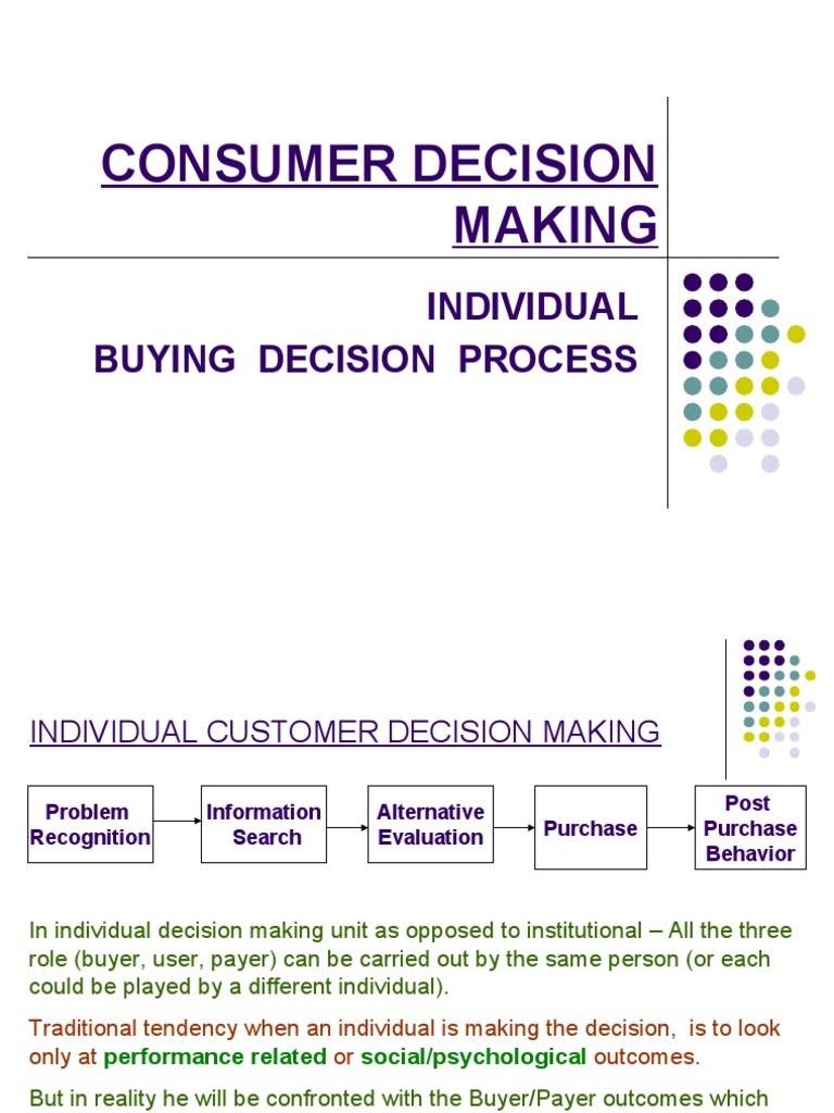 Consumer Decision Making: Individual Buying Decision Process | PDF ...