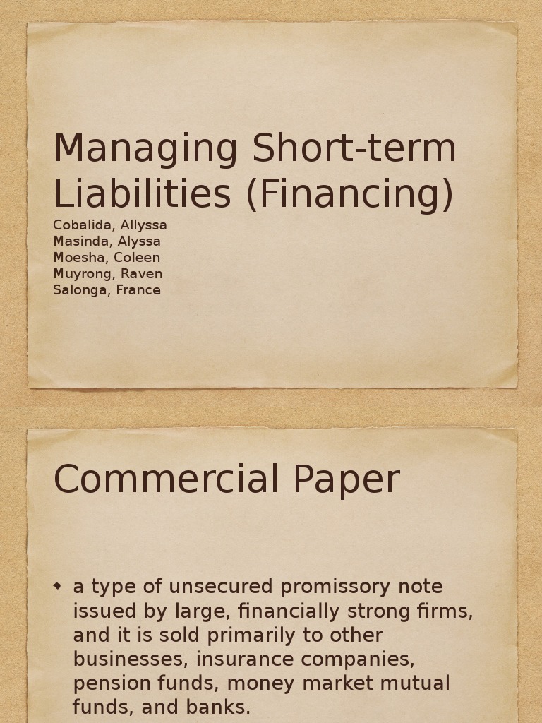 Managing Short-Term Liabilities (Financing) | PDF