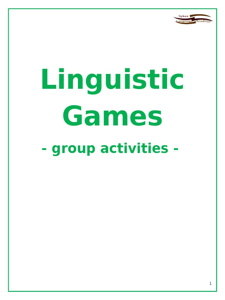 Language Games for Learners | PDF | Grammatical Gender | Idiom