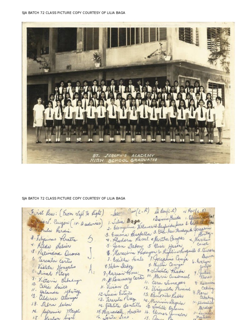 SJA Batch 72 Class Picture | PDF