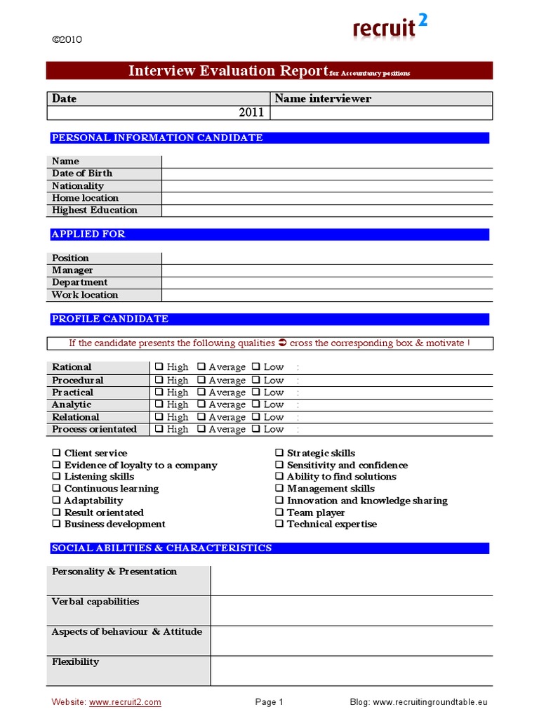 Interview Evaluation | PDF | Balance Sheet | Income Statement