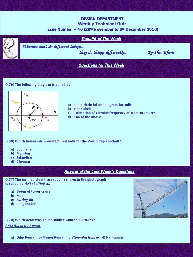 Weekly Technical Quiz Weekly Technical Quiz Weekly Technical Quiz ...