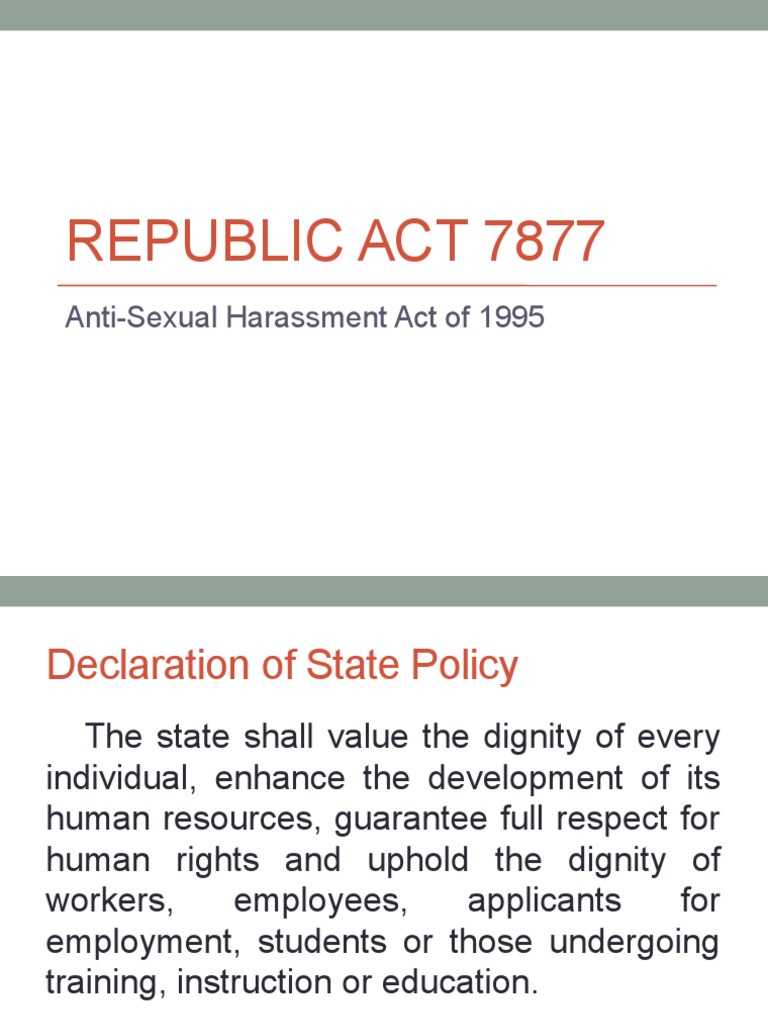 RA 7877 | Sexual Harassment | Employment