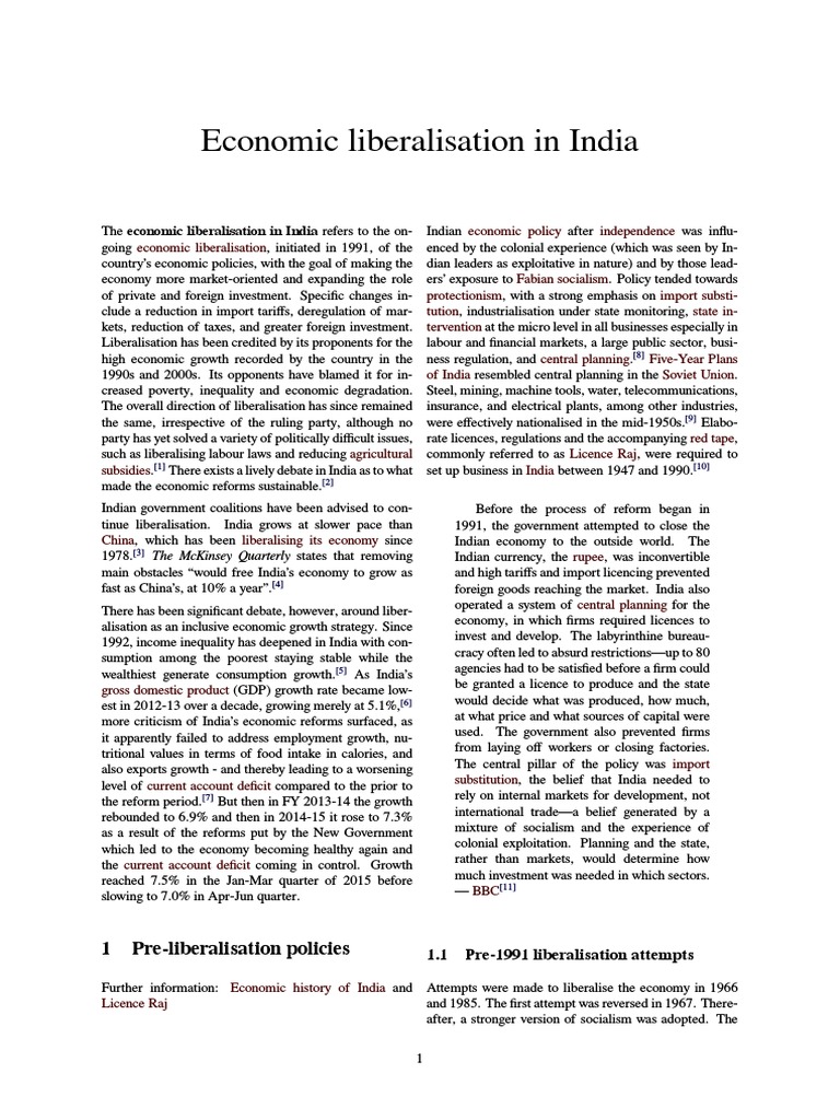Economic Liberalisation in India 1991 | PDF | Economies | Economics