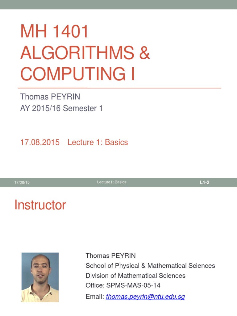 MH1400 Lec01 PDF | PDF | Integer (Computer Science) | Matlab