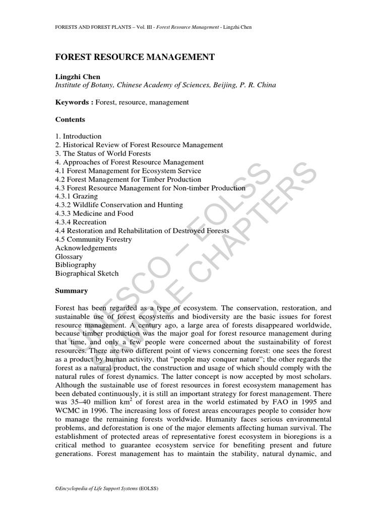 Forest Resource Management | PDF | Forests | Forestry