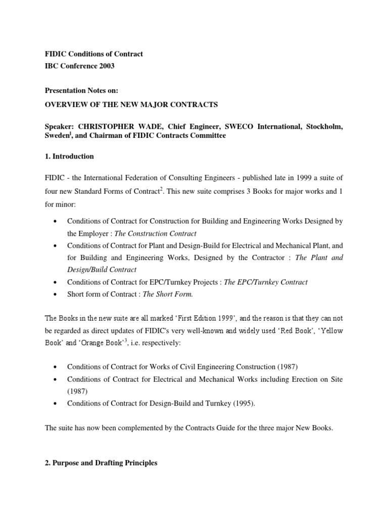 FIDIC Contract Guide for Engineers | PDF | Employment | Risk
