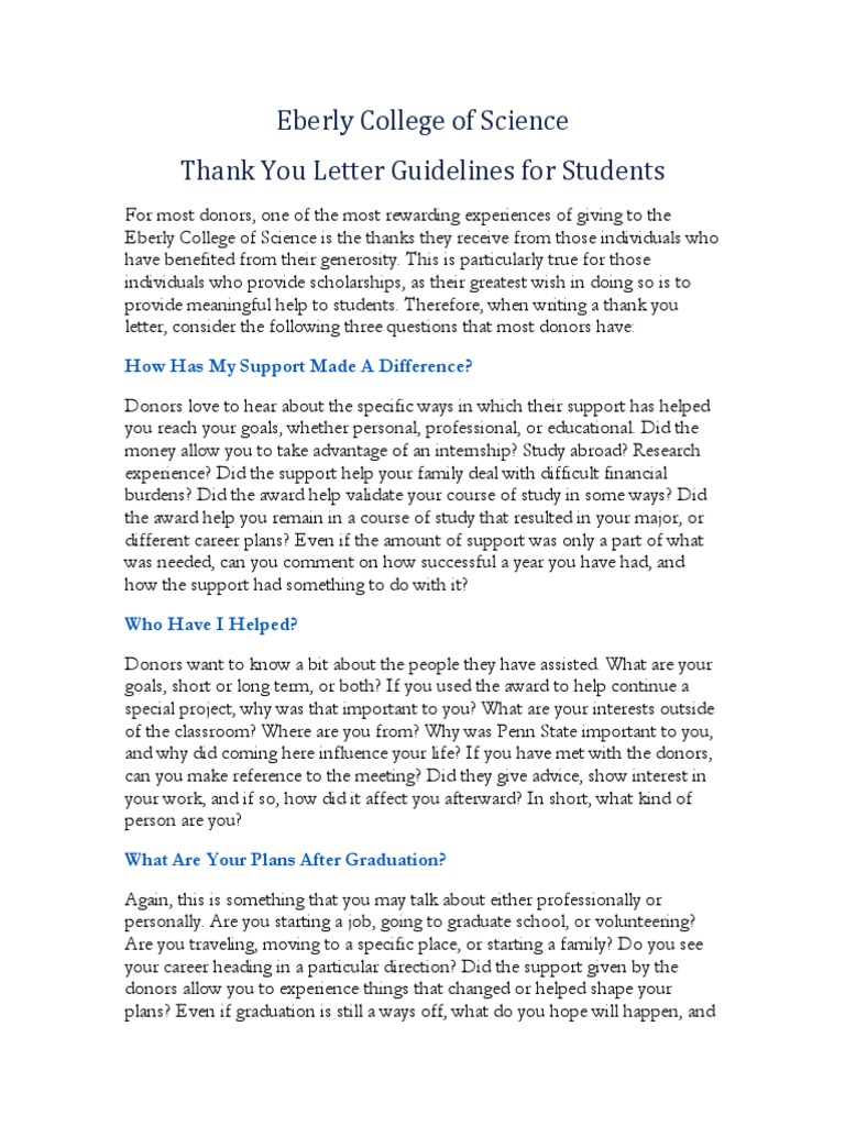 Thank You Letter Writing Guidelines | PDF | Internship | Job Hunting