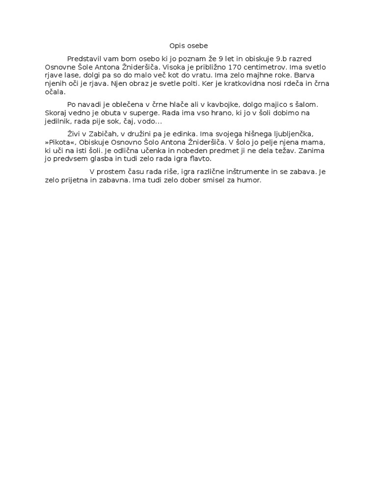 Opis Osebe | PDF