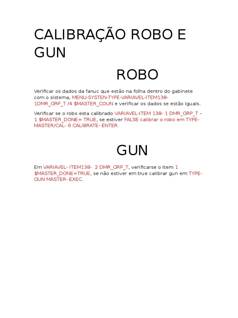 Calibração Robo e Gun Fanuc | PDF