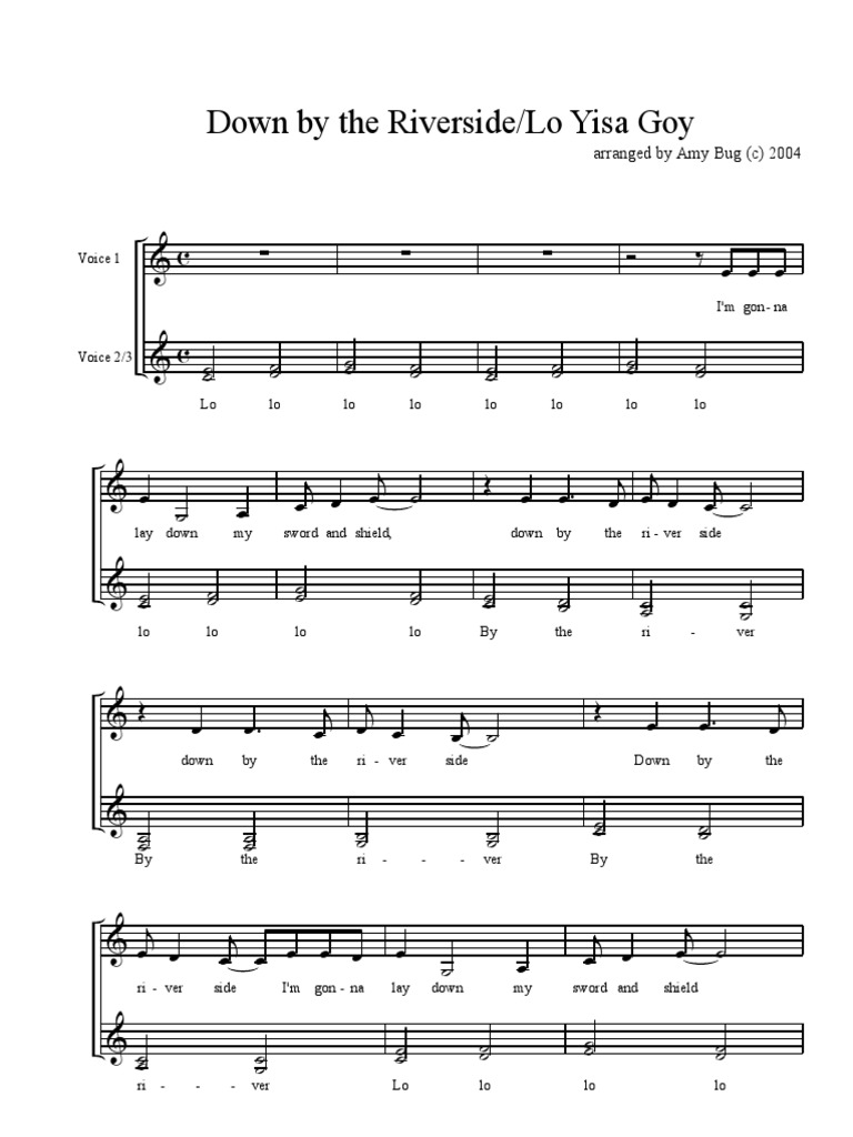 Down by The Riverside/Lo Yisa Goy: Arranged by Amy Bug (C) 2004 | PDF
