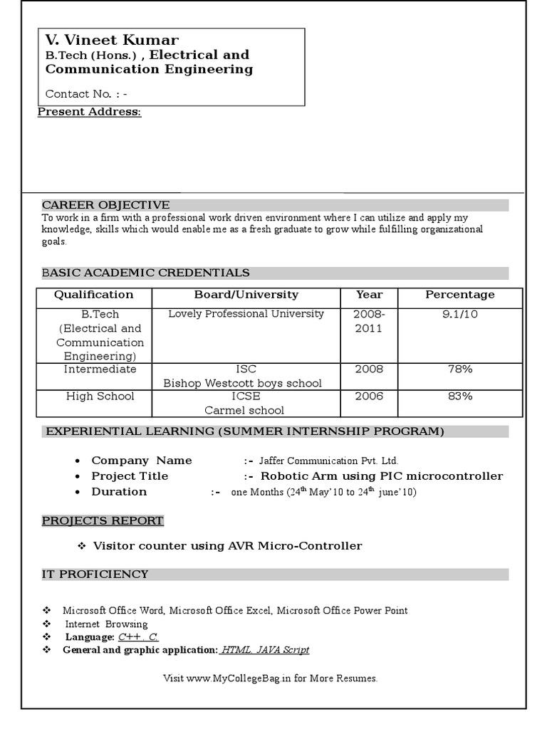 Ece Sample Resume | PDF