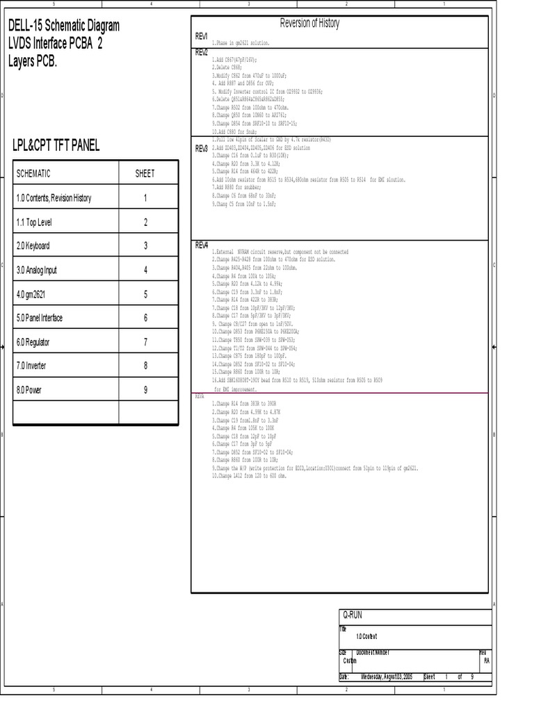 Sheet 1 1.1 Top Level Schematic 1.0 Contents, Revision History | PDF ...