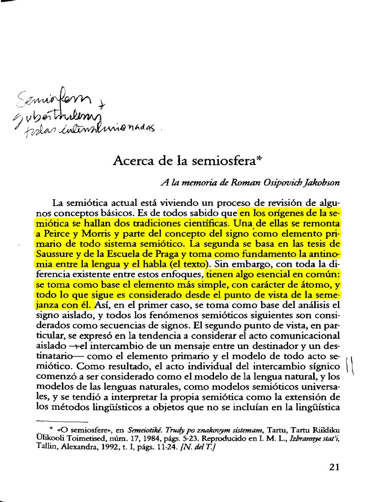Concepto de Semiosfera en Semiótica | PDF | Semiótica | Cognición