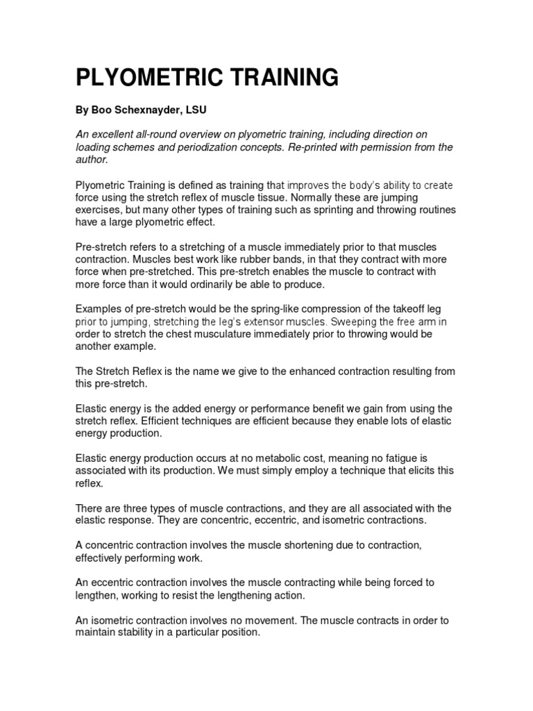 TMSTR Schexnayder Plyometric Training | PDF | Muscle Contraction | Muscle