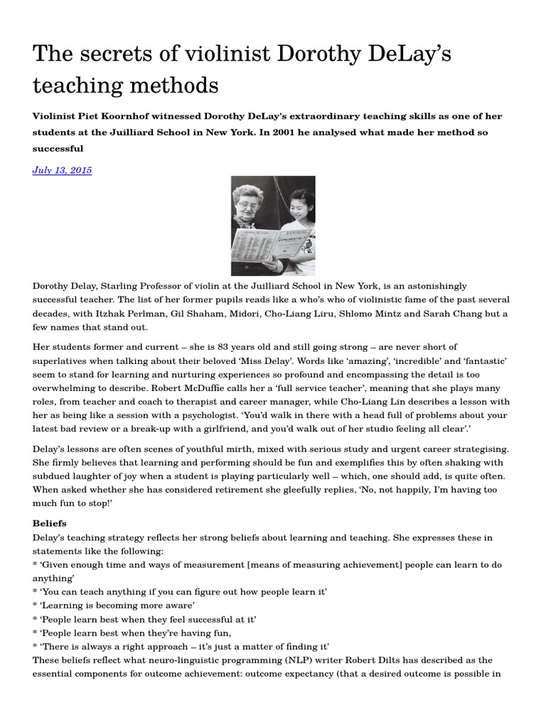 Dorothy DeLay's Violin Teaching Secrets | PDF | Neuro Linguistic ...