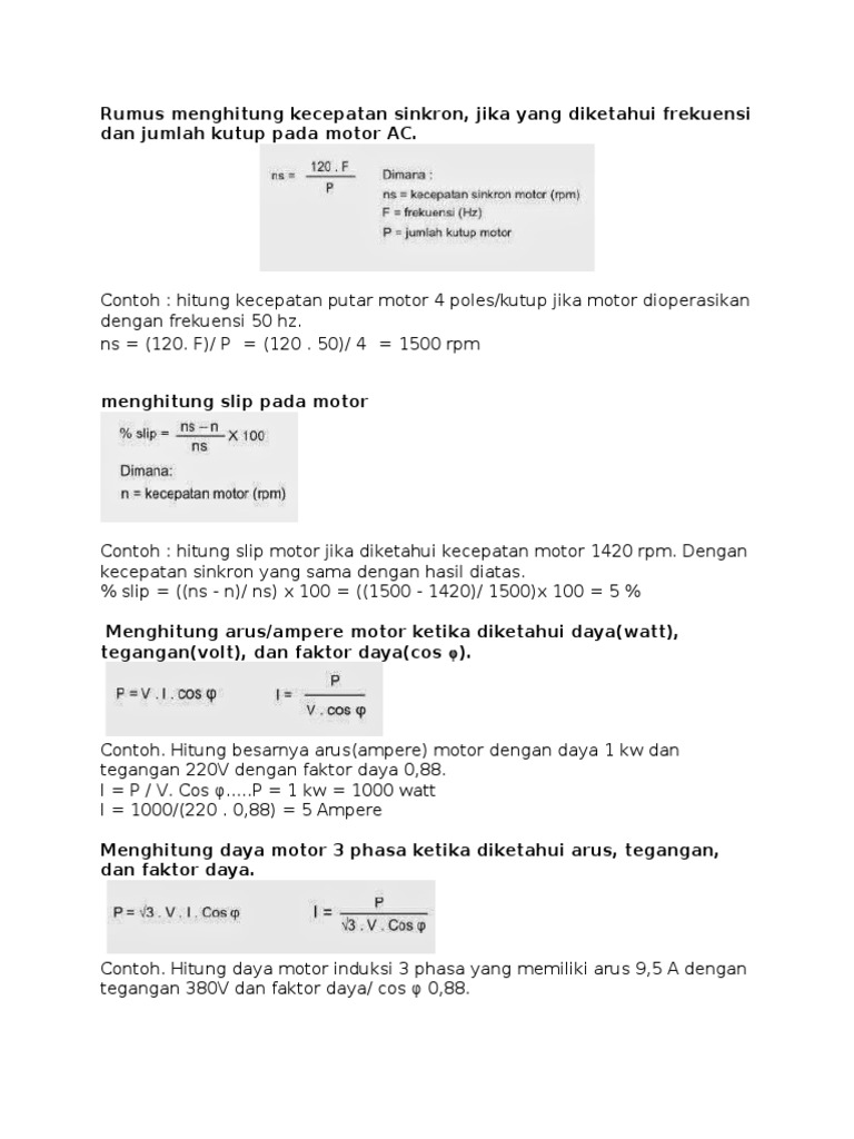 Rumus Menghitung Efisiensi Motor | PDF | Teknologi & Rekayasa