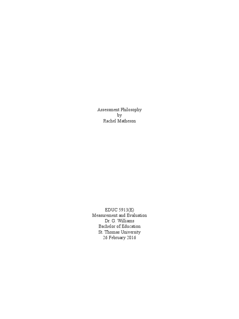 Assessment Philosophy Final Draft | PDF | Educational Assessment | Teachers