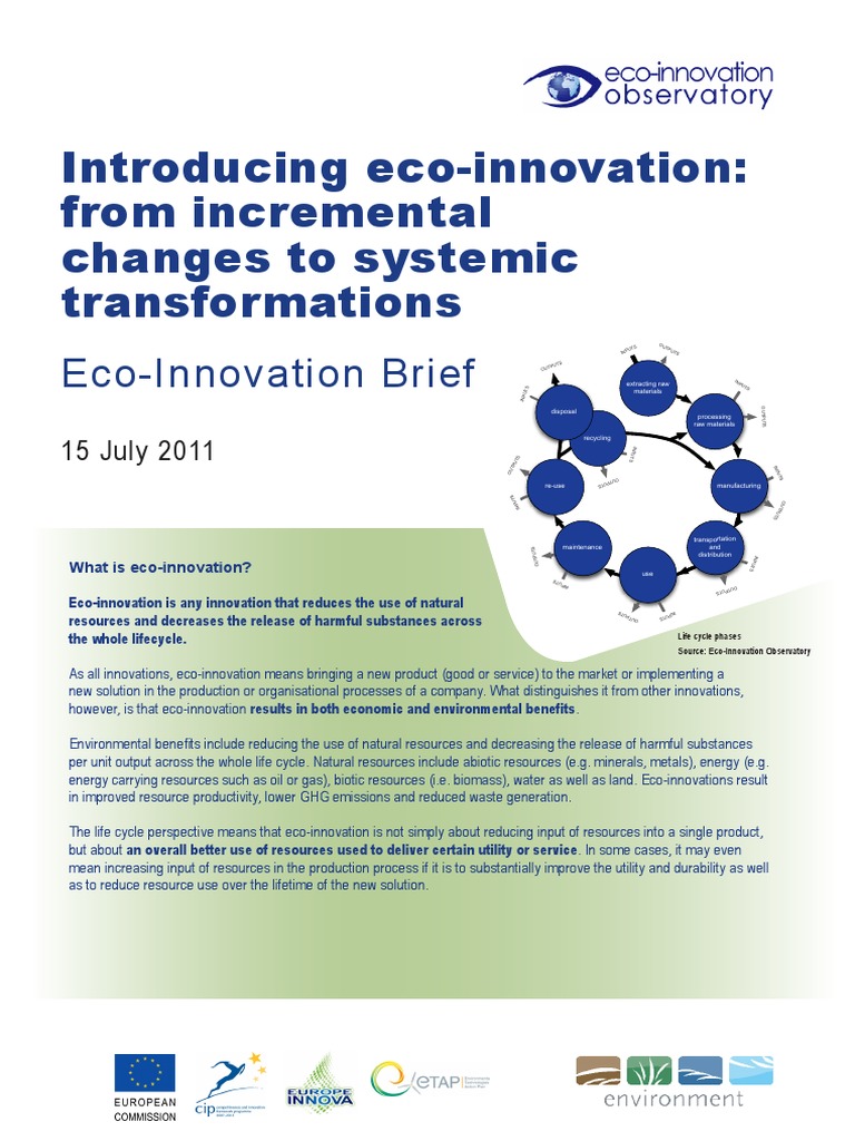 Eco Innovation Brief | PDF | Life Cycle Assessment | Innovation